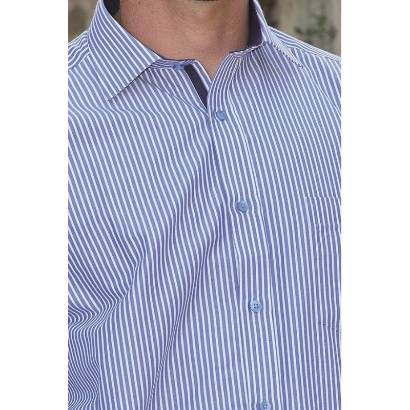 Chemise homme rayée coton - ouverte par boutons à l'avant
